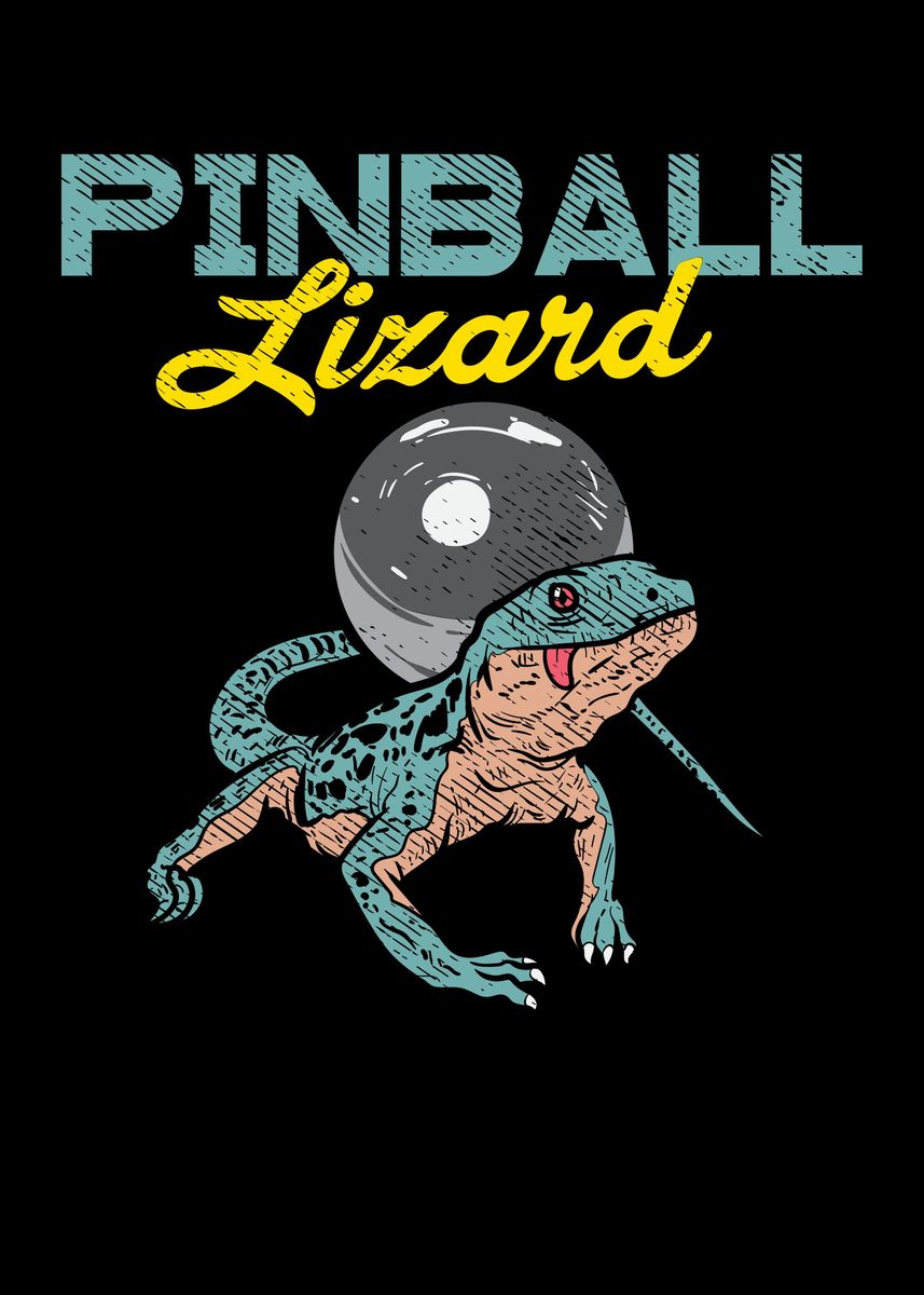 'Pinball Lizard' Poster, picture, metal print, paint by Uwe Seibert ...