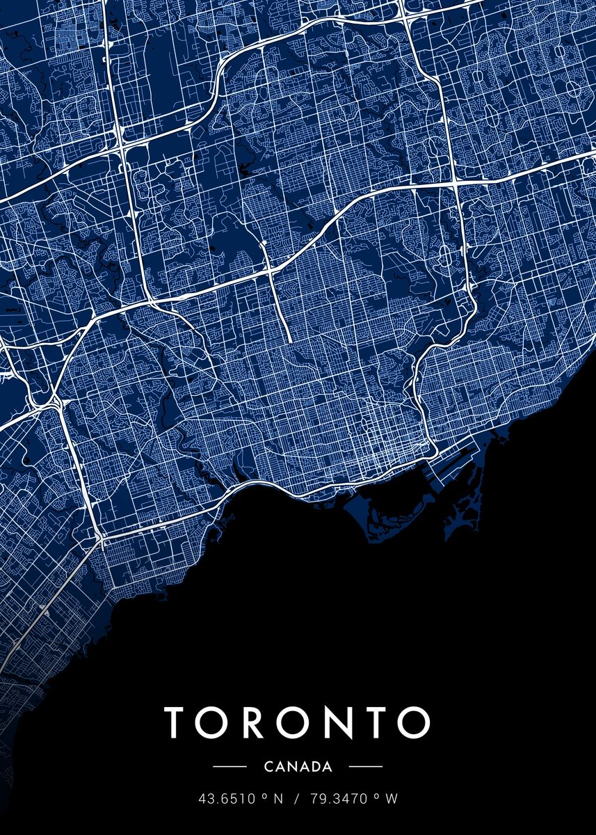 'Toronto City Map Blueprint' Poster by MVDZ Graphic Design | Displate