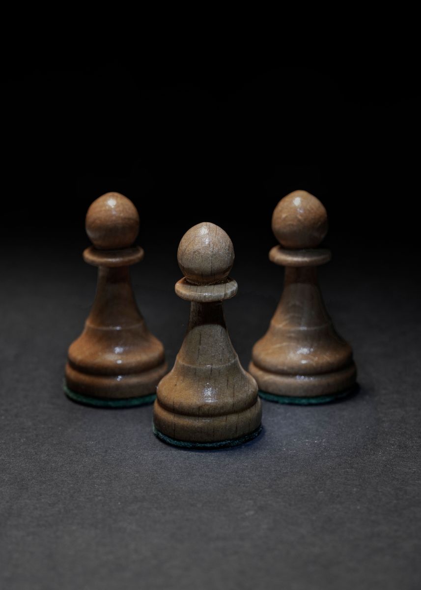 'Three wooden pawns' Poster, picture, metal print, paint by Jaroslaw ...