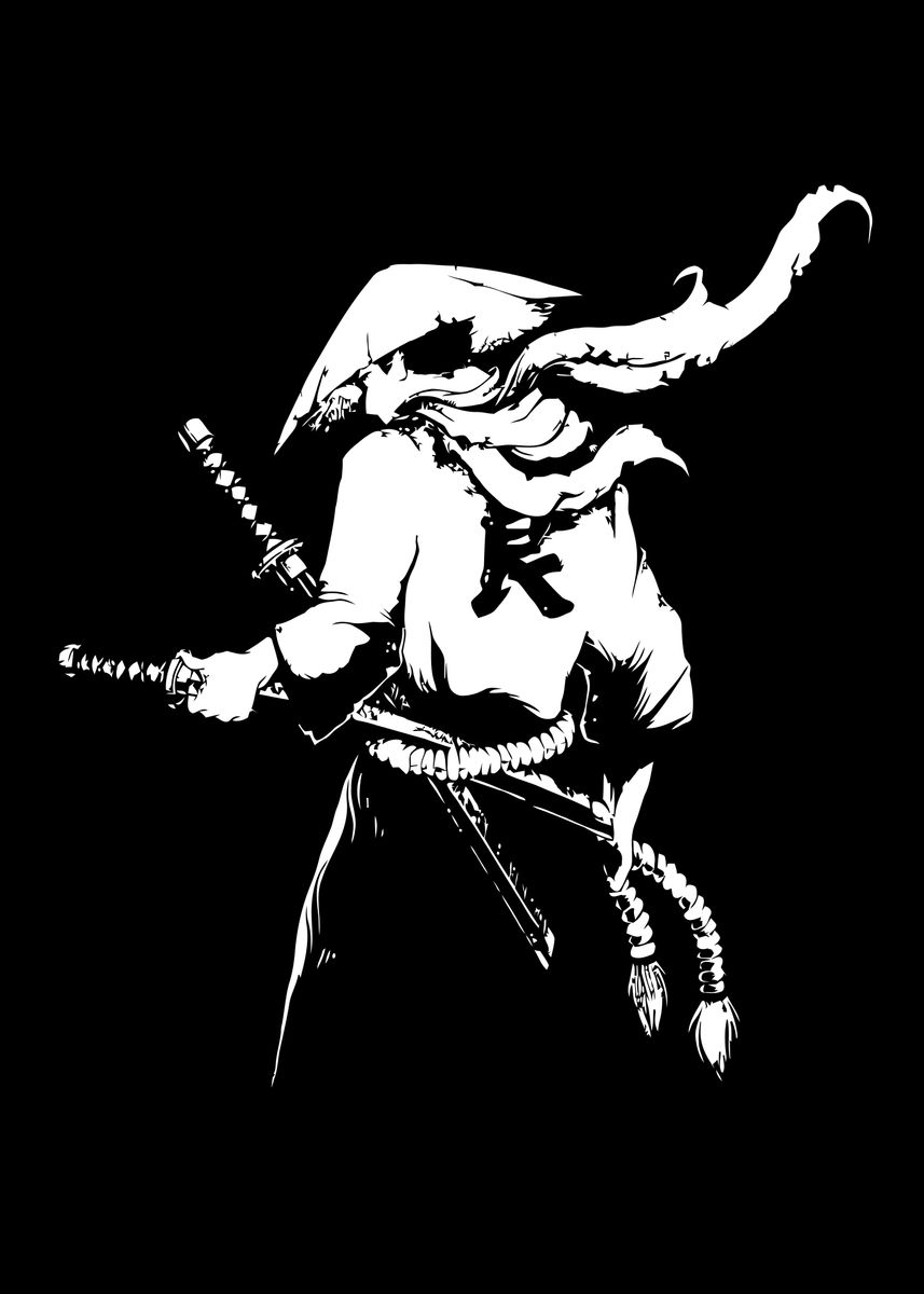 'Japanese Sword Man' Poster, picture, metal print, paint by Abdullah Al ...
