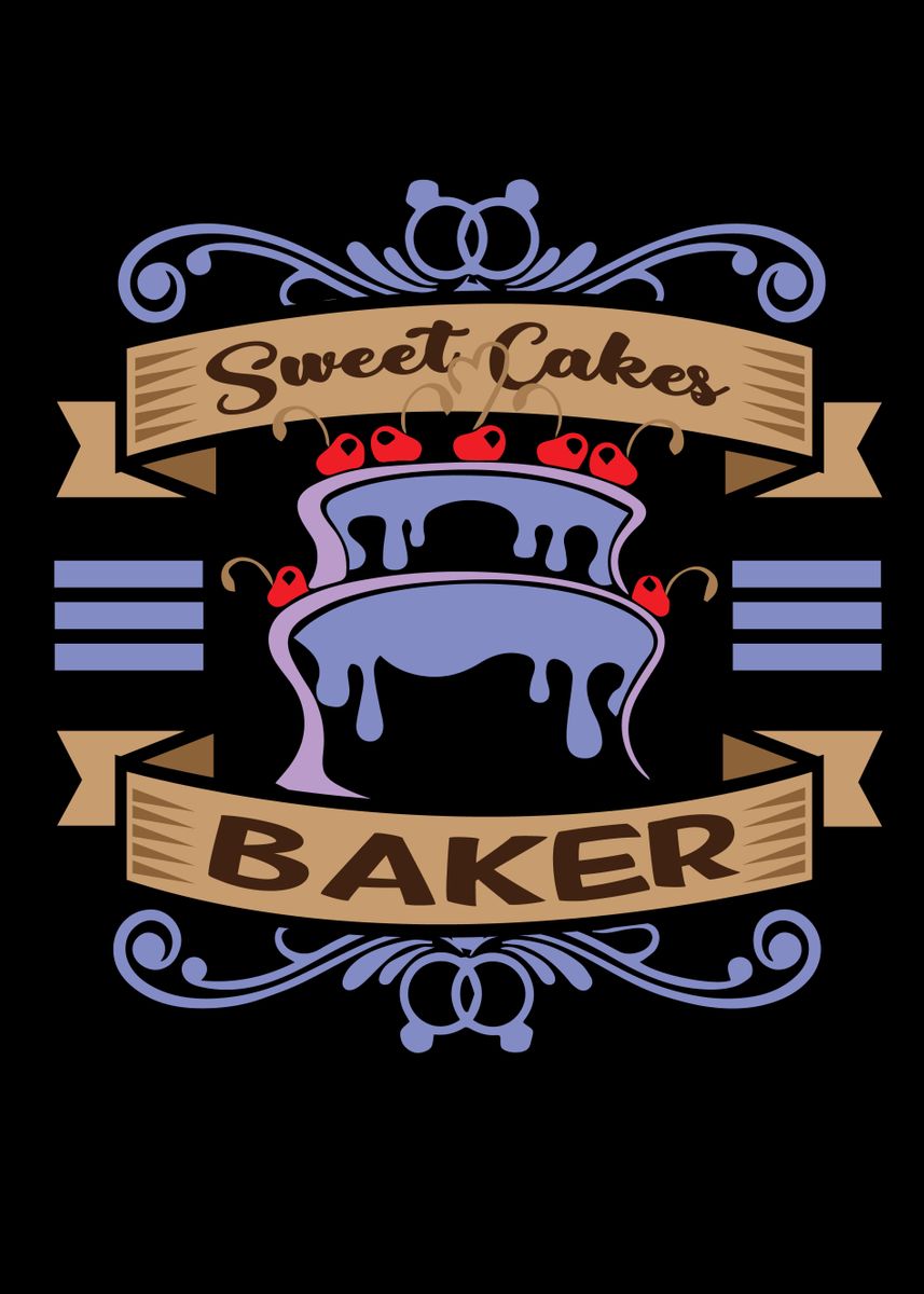 'Baker Design Baking Bread' Poster, picture, metal print, paint by ...