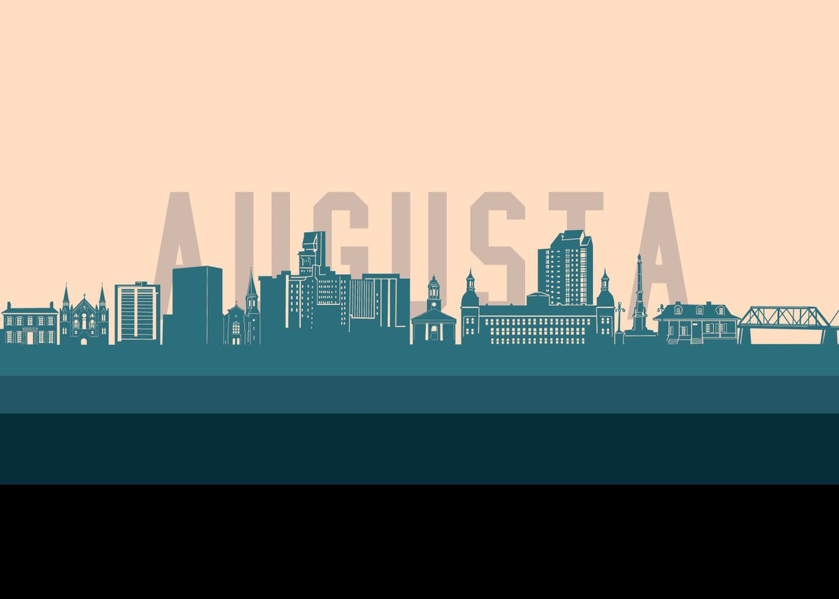 'augusta ga skyline retro' Poster by Bekim Art | Displate