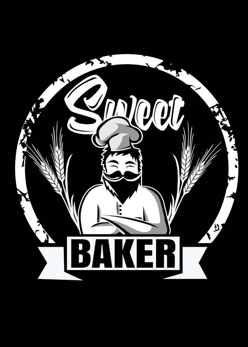 'Baker Design Baking Bread' Poster, picture, metal print, paint by ...