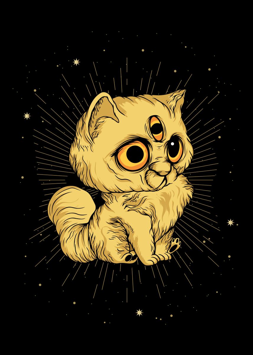 'Occult Cat 3 Eyed Kitten' Poster by Foxxy Merch | Displate