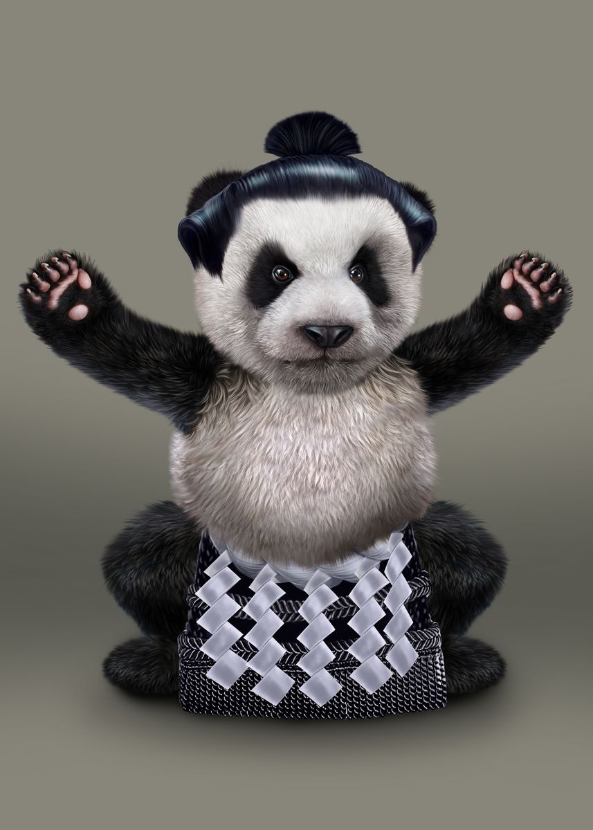 'Japanese Sumo Giant Panda' Poster, picture, metal print, paint by Jeff ...