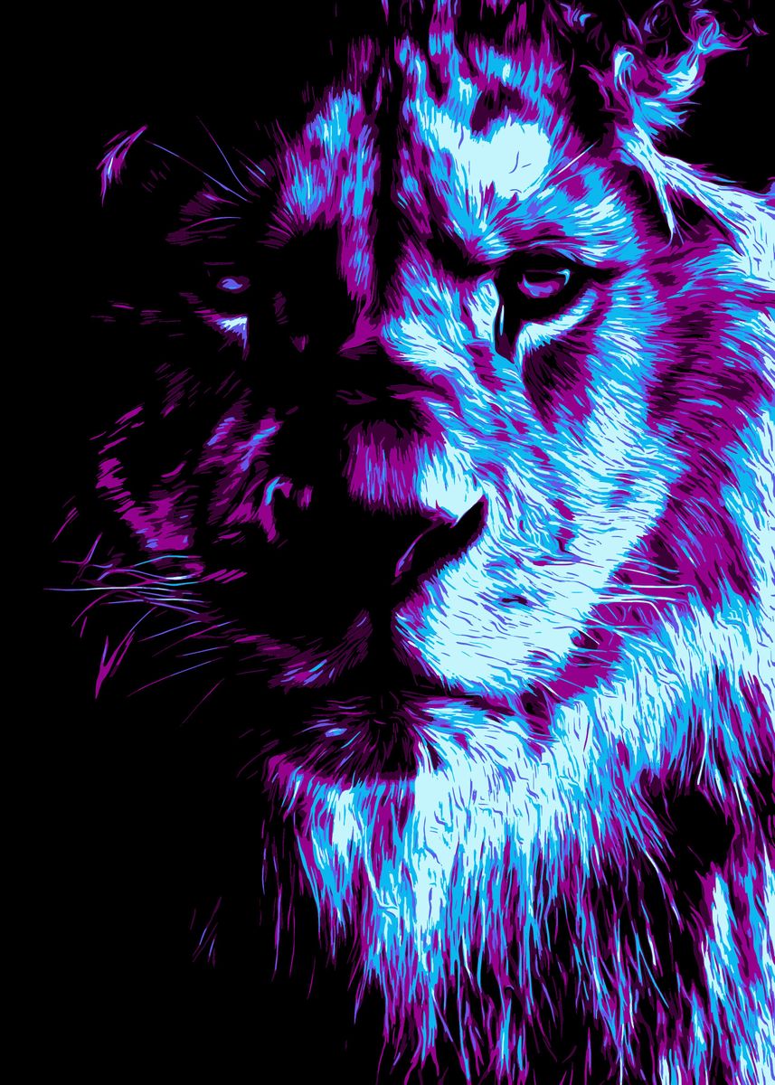 'Lion Rays' Poster, picture, metal print, paint by Tariq Alaghbash ...