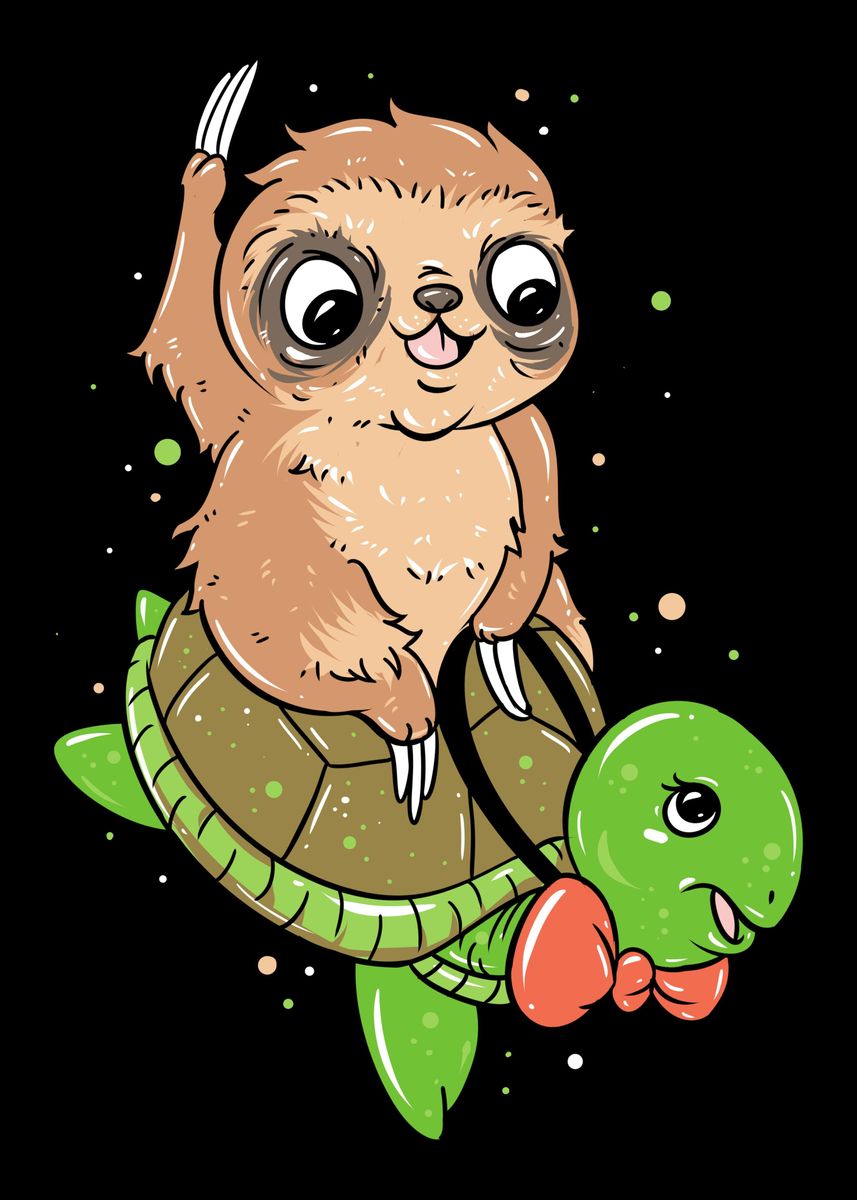 'Sloth Turtle Children Gift' Poster, picture, metal print, paint by ...