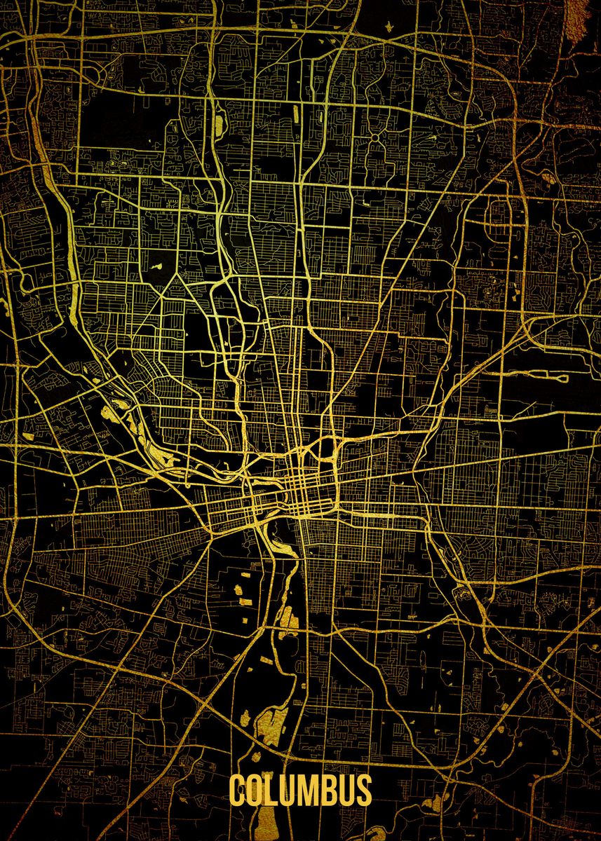 'Columbus gold map' Poster by Stefano Lunghi | Displate