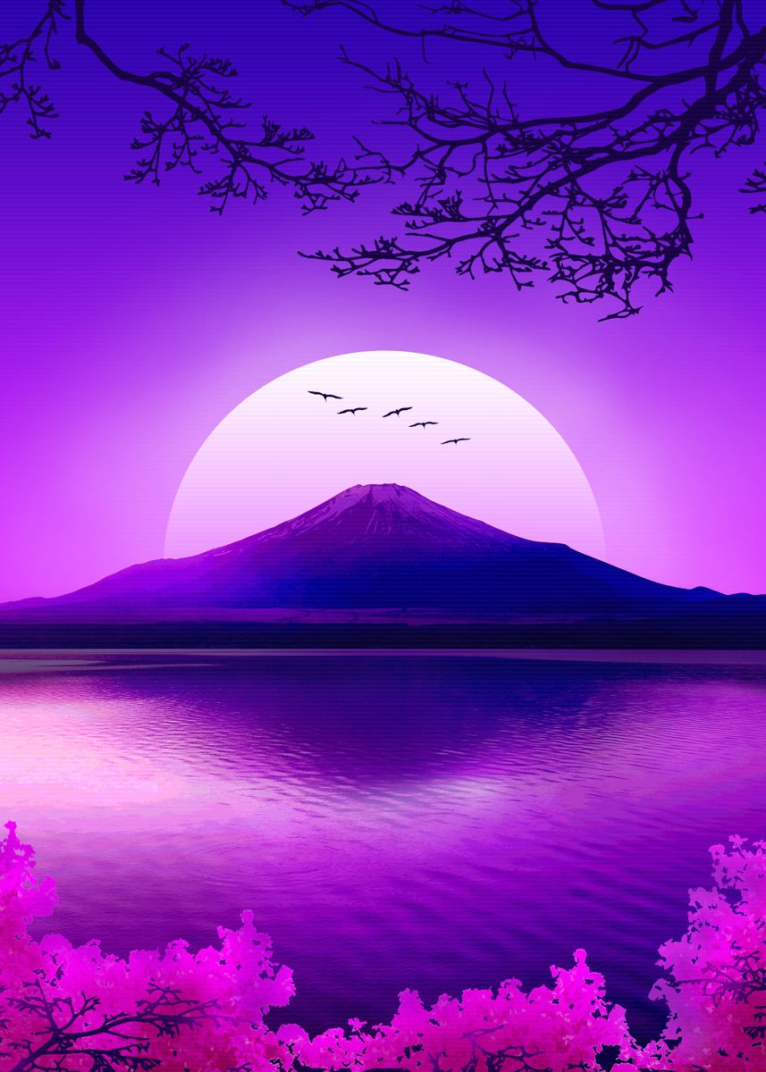 'synthwave fuji' Poster, picture, metal print, paint by INSPIRE ...