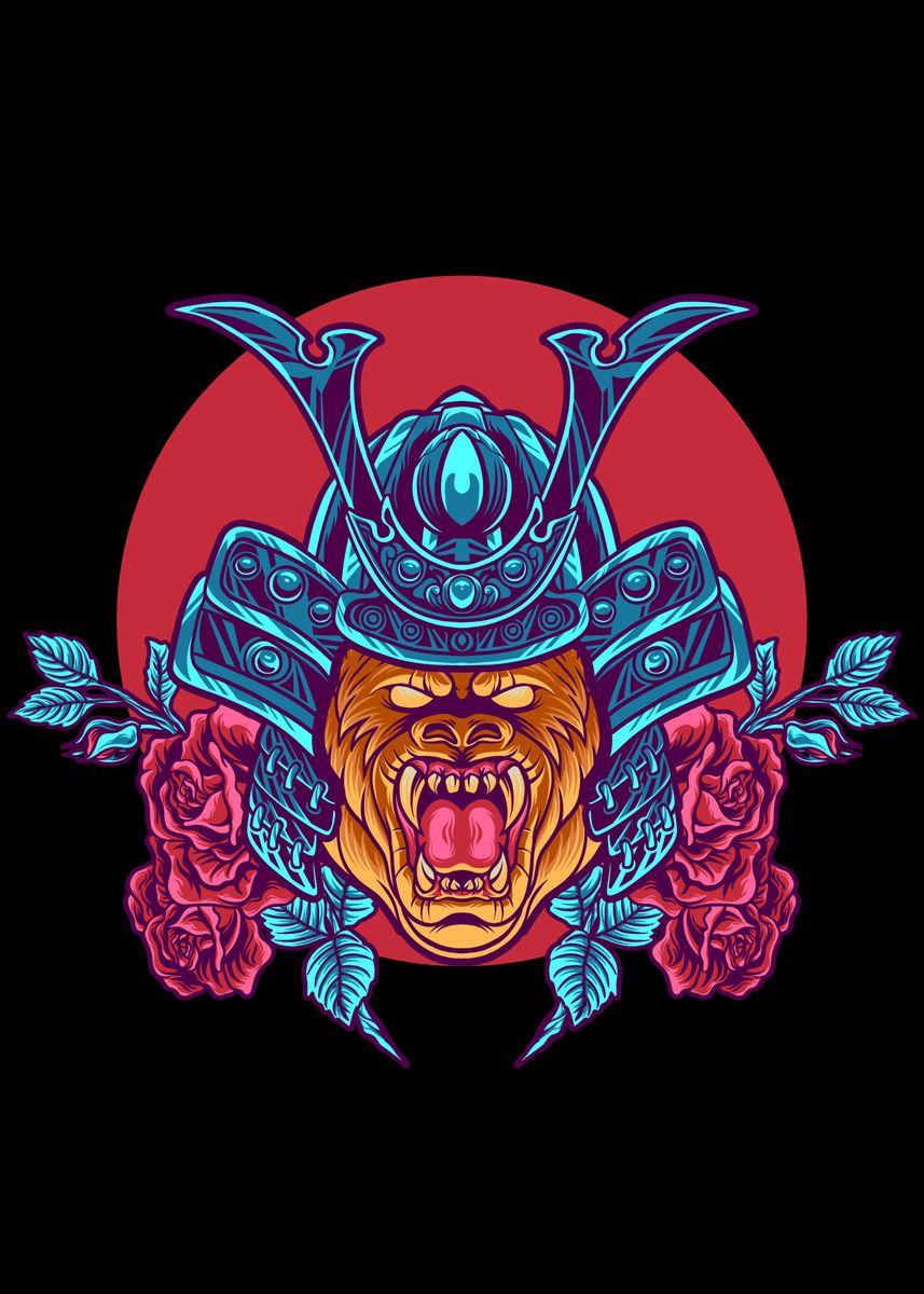 'gorilla samurai' Poster, picture, metal print, paint by STR Graphs ...