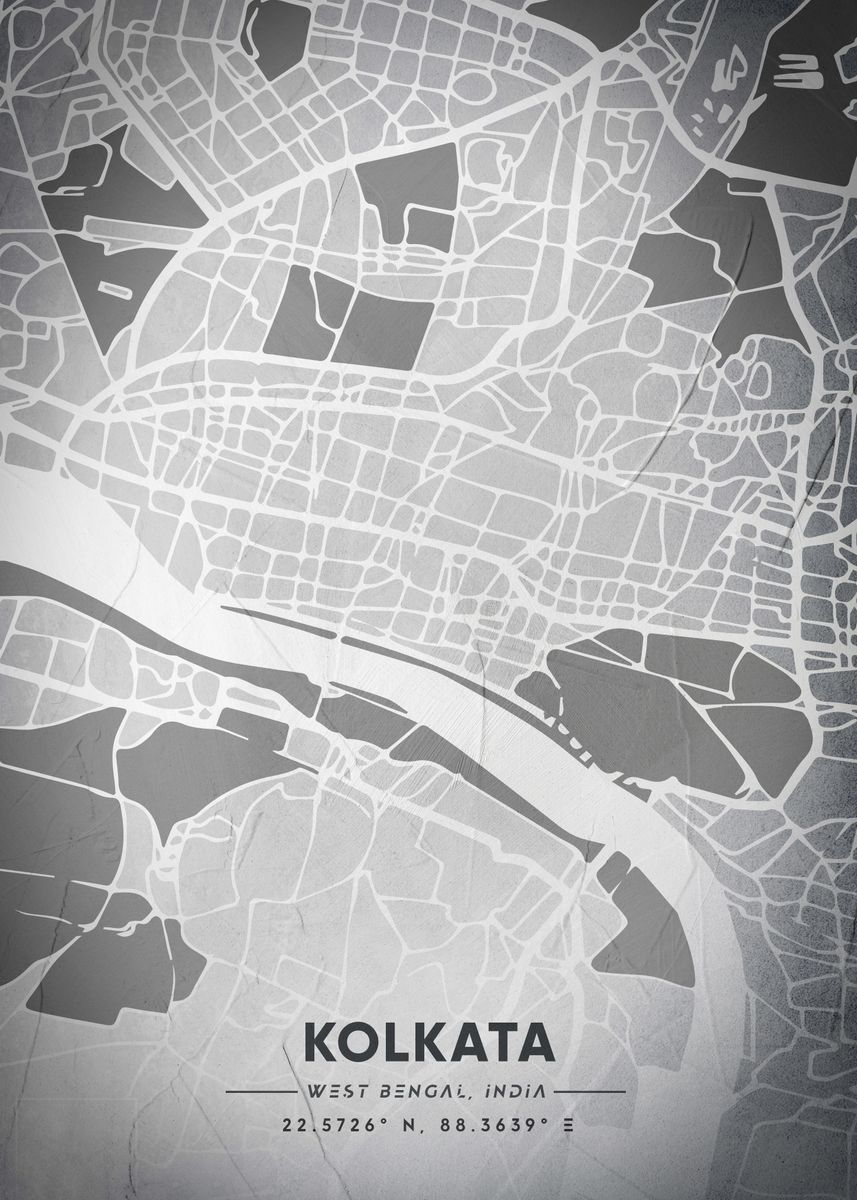 'Kolkata Minimal Map' Poster, picture, metal print, paint by Aaki ...