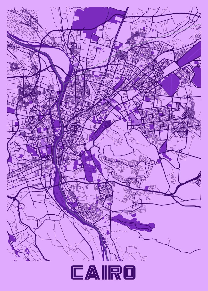 'Cairo Lavender Map' Poster, picture, metal print, paint by Tien ...