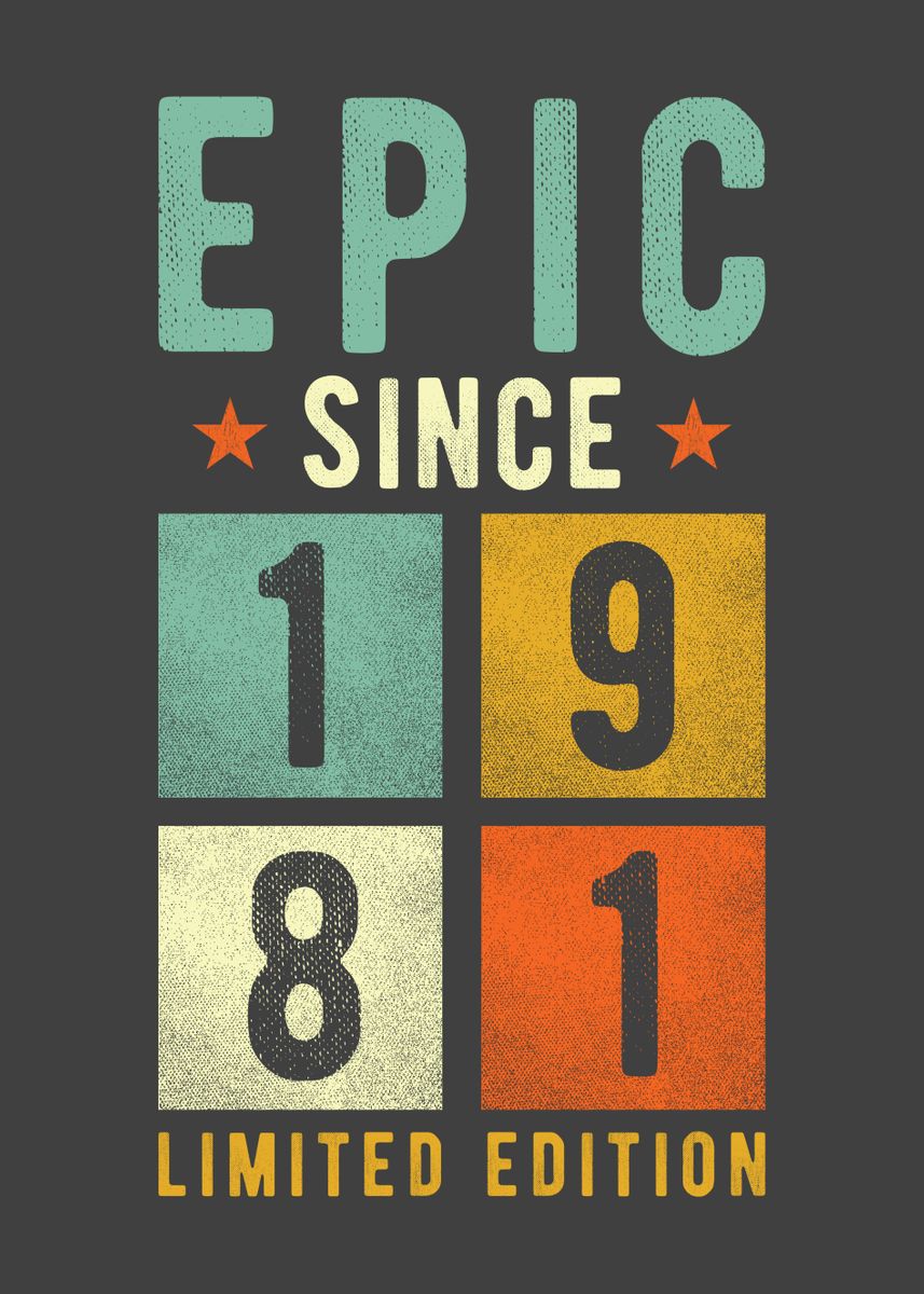 '1981 Birthday Gift Retro' Poster, picture, metal print, paint by ...