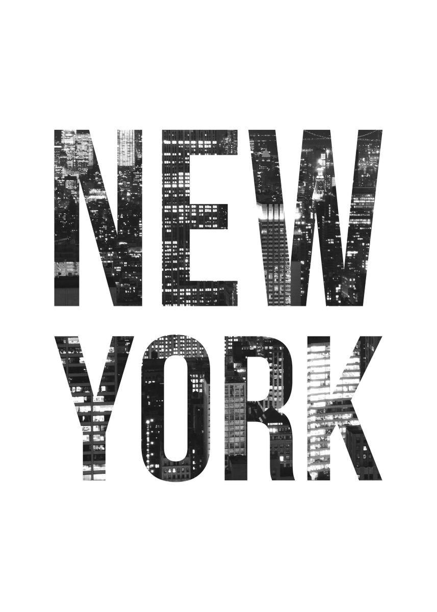 'New York text art' Poster, picture, metal print, paint by Mabelle ...
