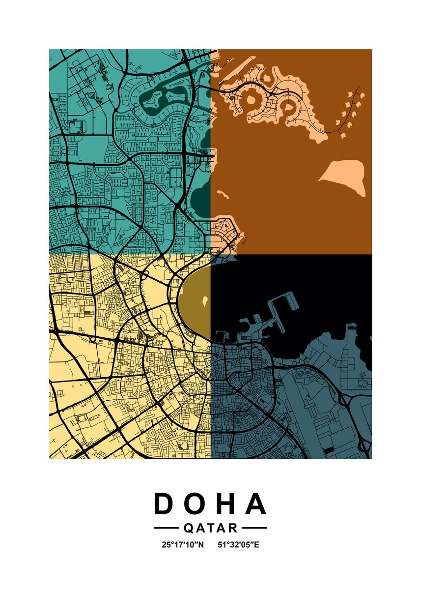 'Doha Color Map' Poster, picture, metal print, paint by Dany | Displate