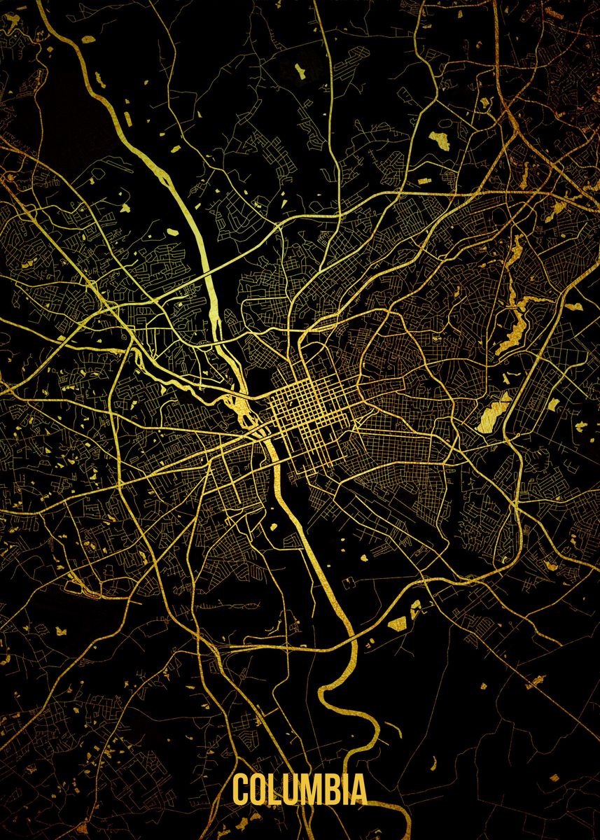 'Columbia gold map' Poster by Stefano Lunghi | Displate