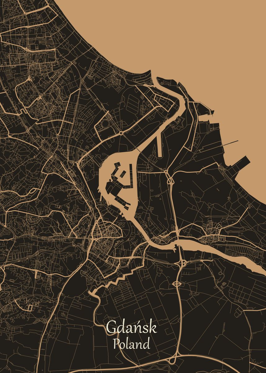 'Gdansk City Map Poland' Poster by Gigi Bgm | Displate
