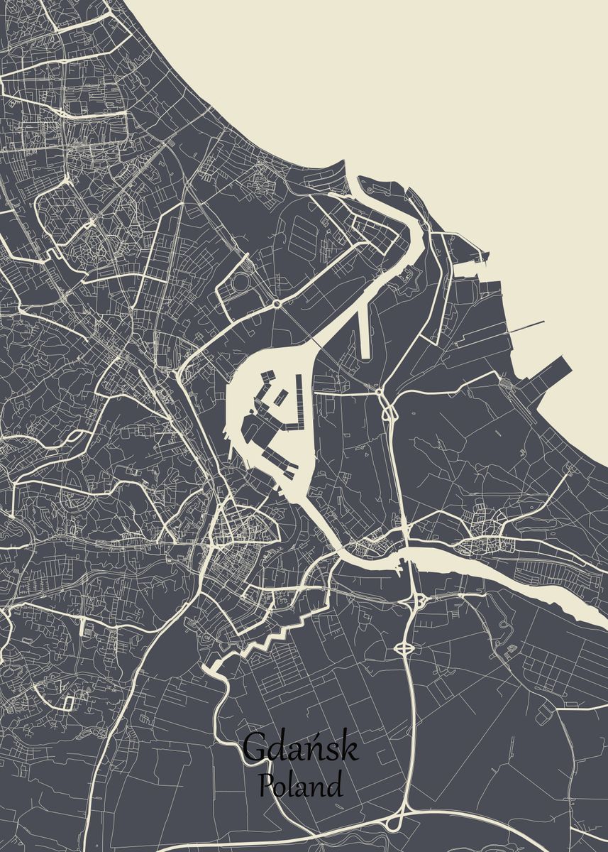 'Gdansk City Map Poland' Poster by Gigi Bgm | Displate