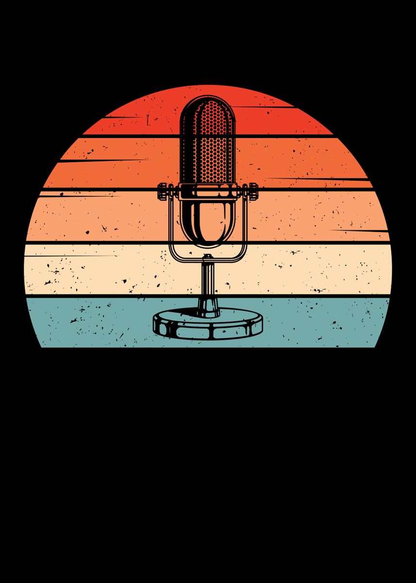 'Podcast Radio Microphone' Poster, picture, metal print, paint by Foxxy ...