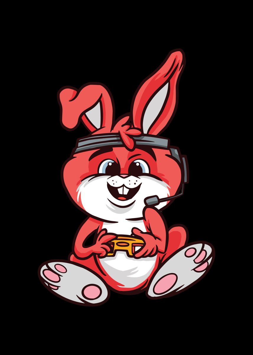 'GAMING RABBIT' Poster, picture, metal print, paint by ...