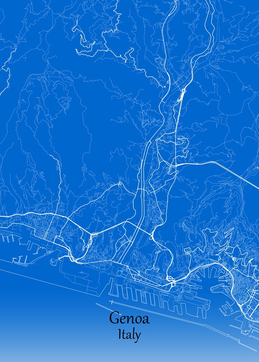 'Genoa City Map Italy' Poster, picture, metal print, paint by Gigi Bgm ...