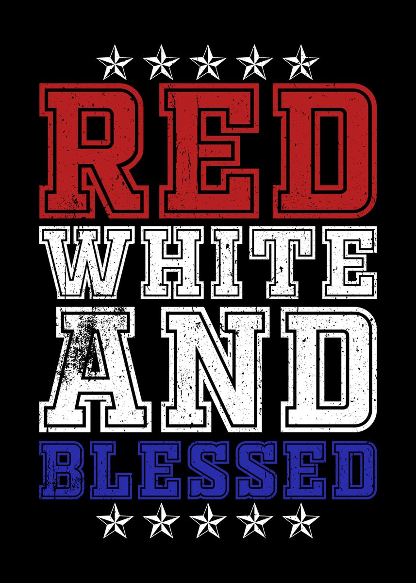 'Red white and Blessed' Poster, picture, metal print, paint by MzumO ...