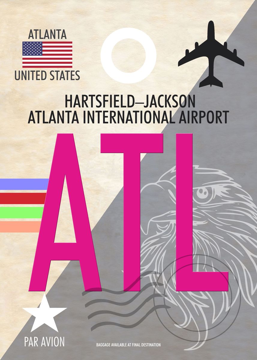 'ATLANTA ATL USA' Poster, picture, metal print, paint by Atomic Chinook ...