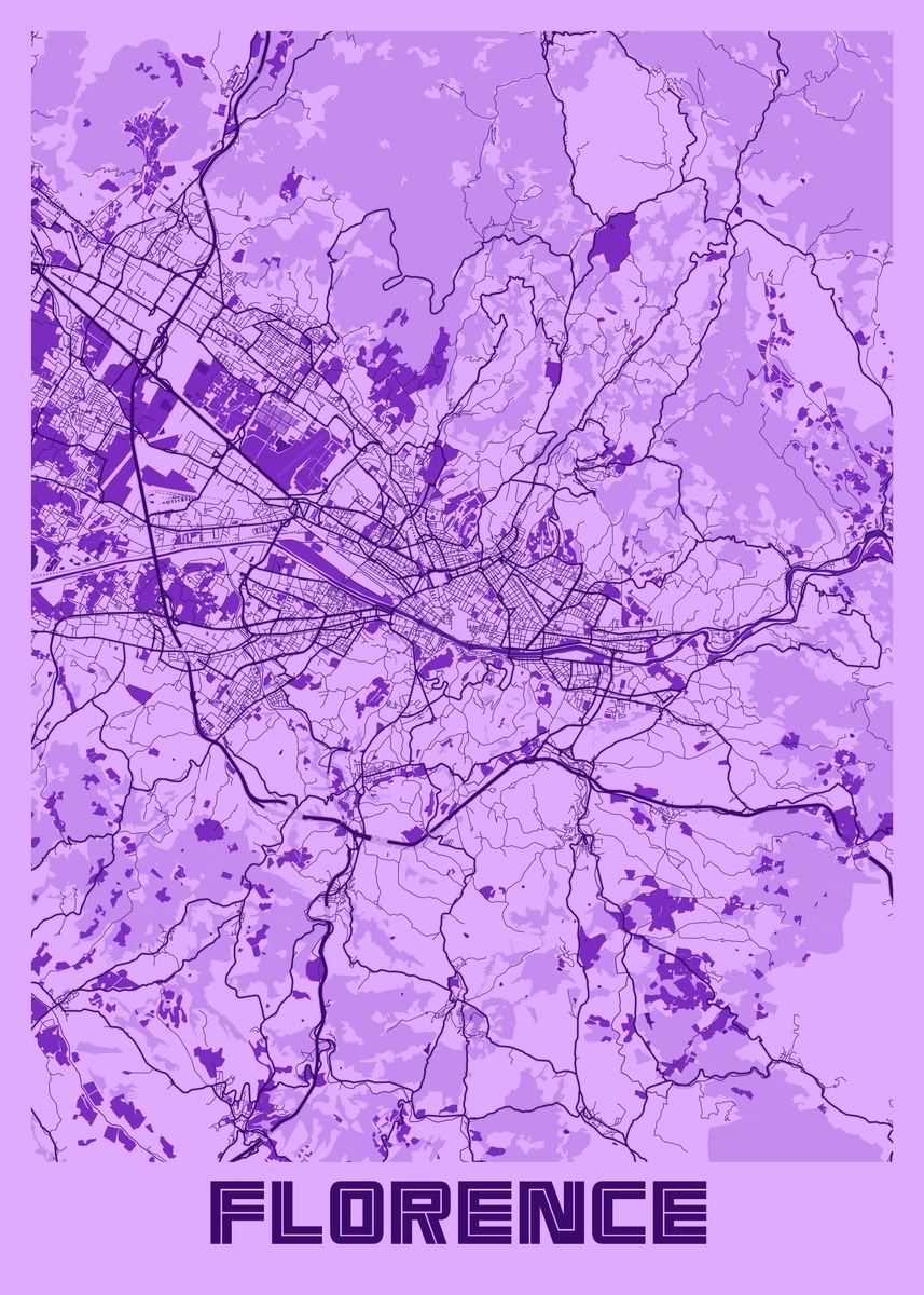 'Florence Lavender Map' Poster by Tien Stencil | Displate