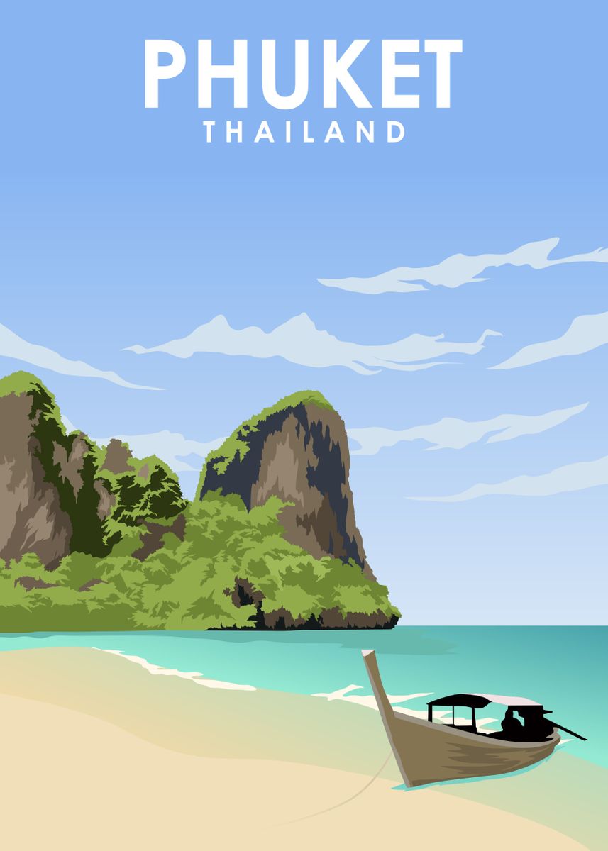 'Phuket Thailand Travel Art' Poster, picture, metal print, paint by ...