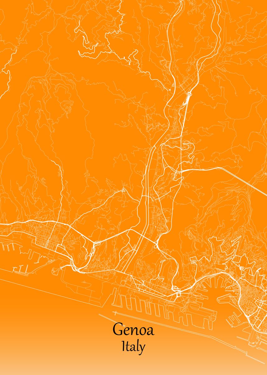 'Genoa City Map Italy' Poster, picture, metal print, paint by Gigi Bgm ...