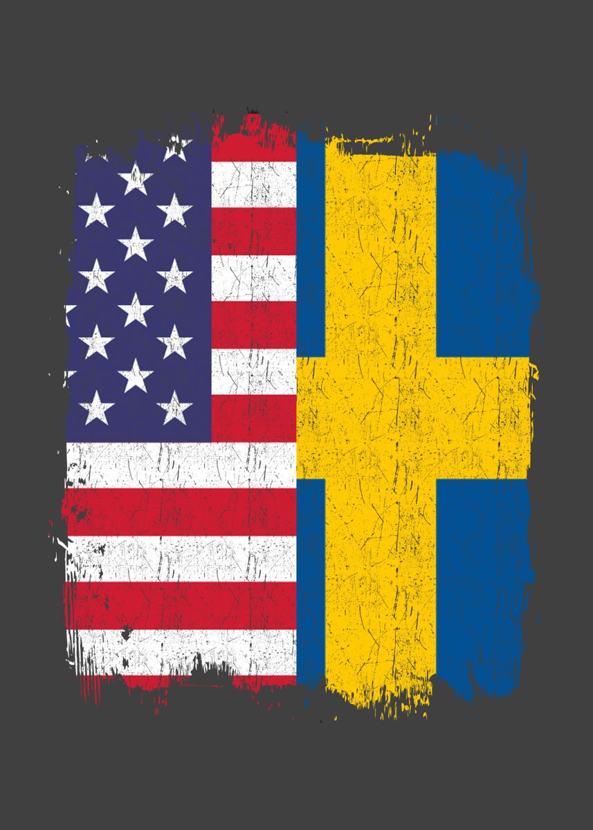 'Sweden USA Flag' Poster, picture, metal print, paint by schmugo | Displate