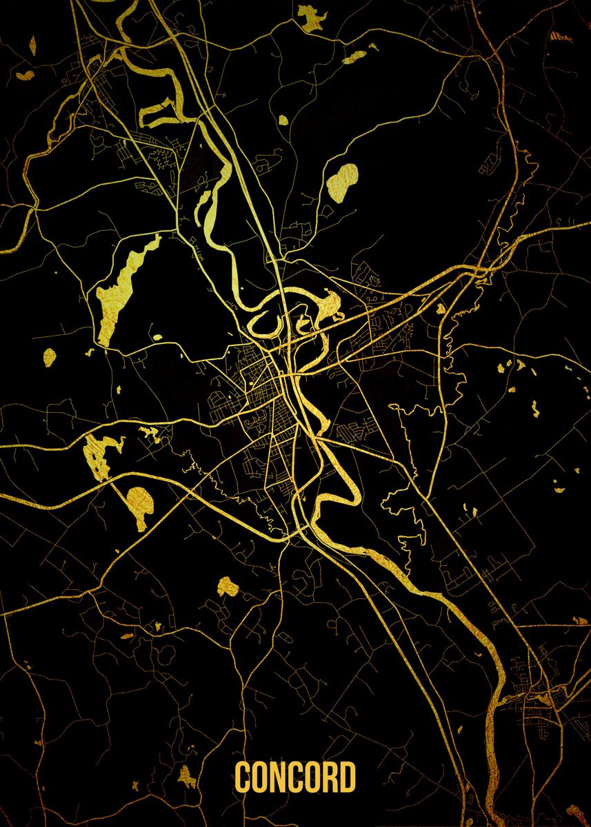 'Concord gold map' Poster, picture, metal print, paint by Stefano ...