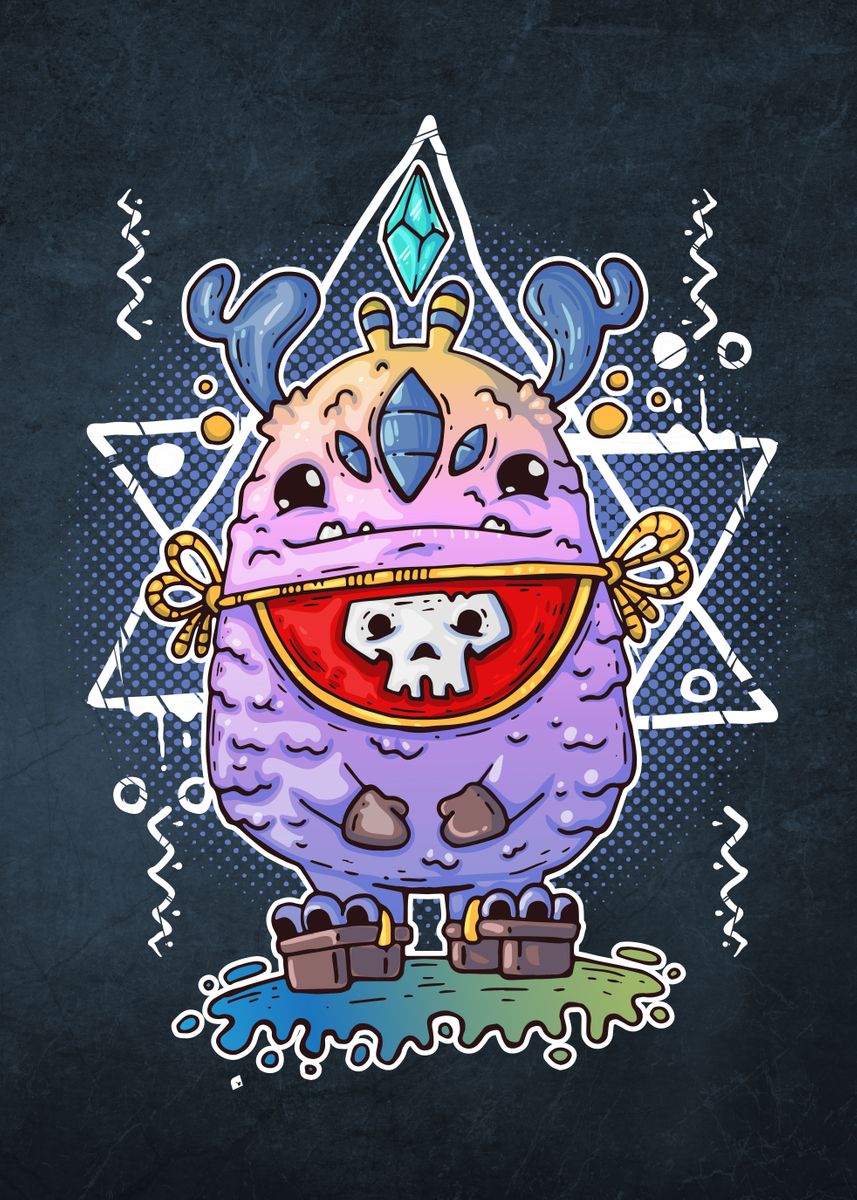 'Cute Crazy Monster' Poster, picture, metal print, paint by One Red Fox ...