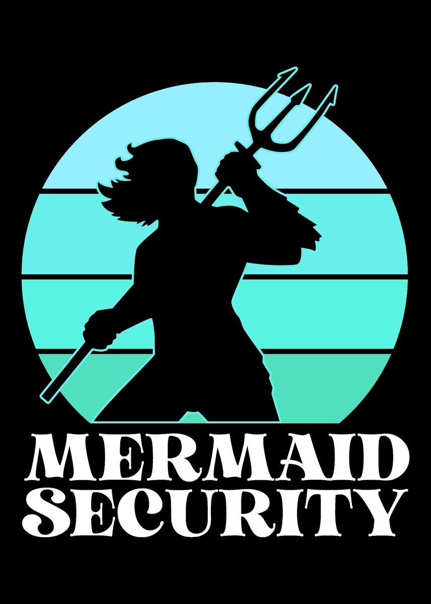 'Mermaid Security Underwate' Poster, picture, metal print, paint by ...