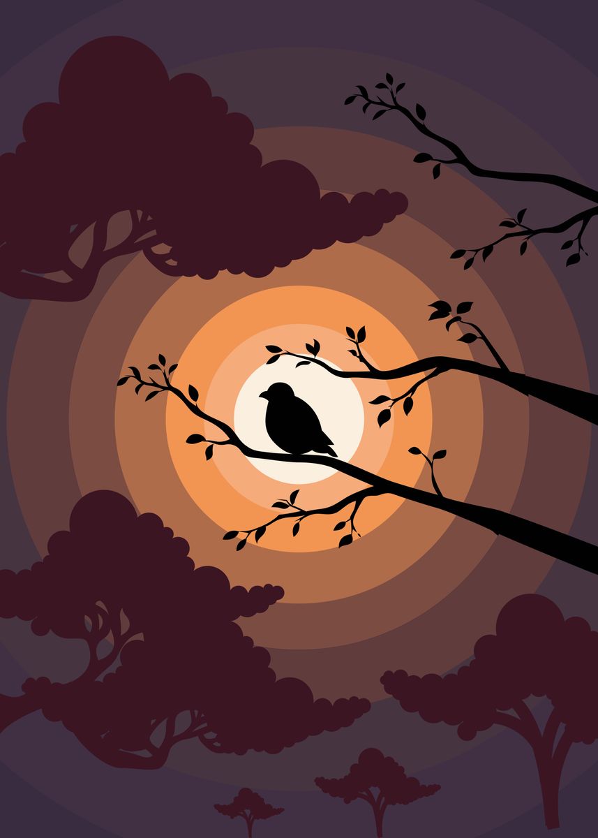 'Negative Space of Bird' Poster, picture, metal print, paint by ...