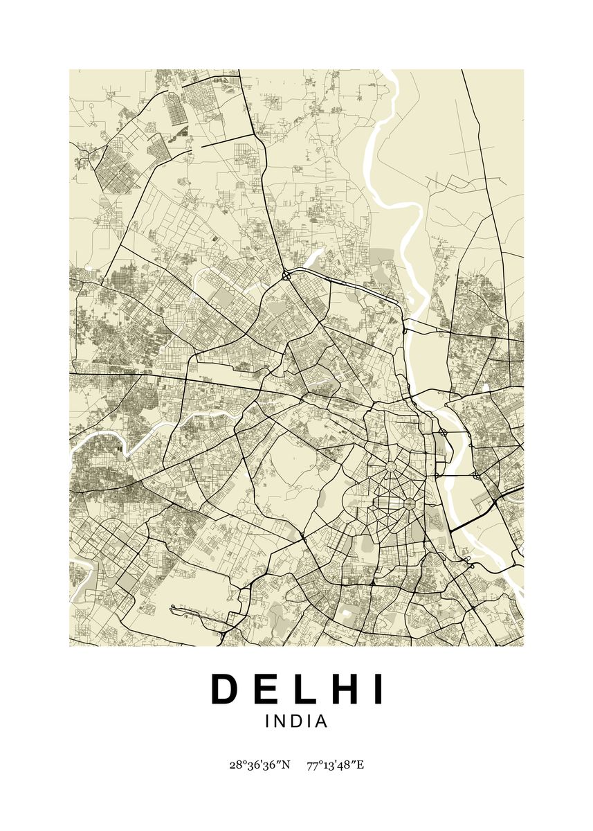 'Delhi Classic Street Map' Poster, picture, metal print, paint by Dany ...