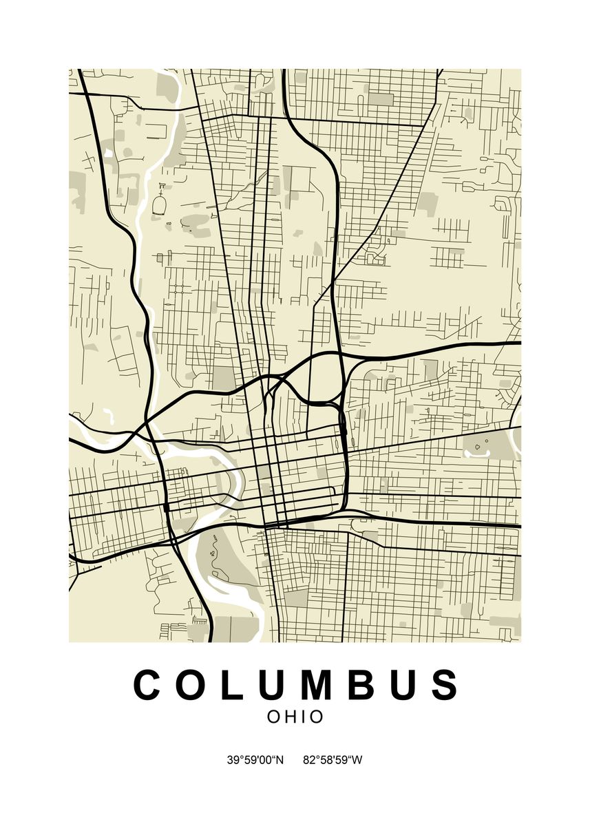 'Columbus Classic Map' Poster, picture, metal print, paint by Dany ...