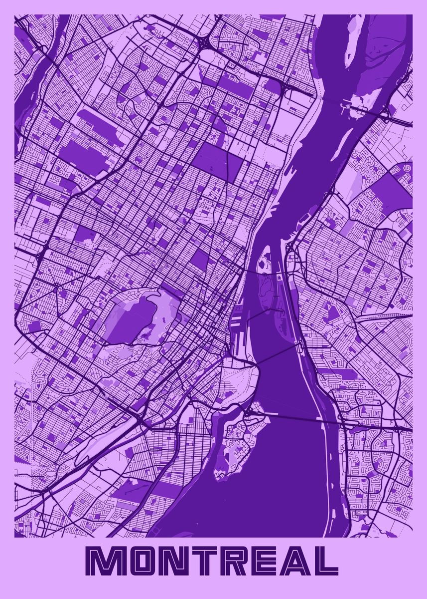 'Montreal Lavender Map' Poster, picture, metal print, paint by Tien ...