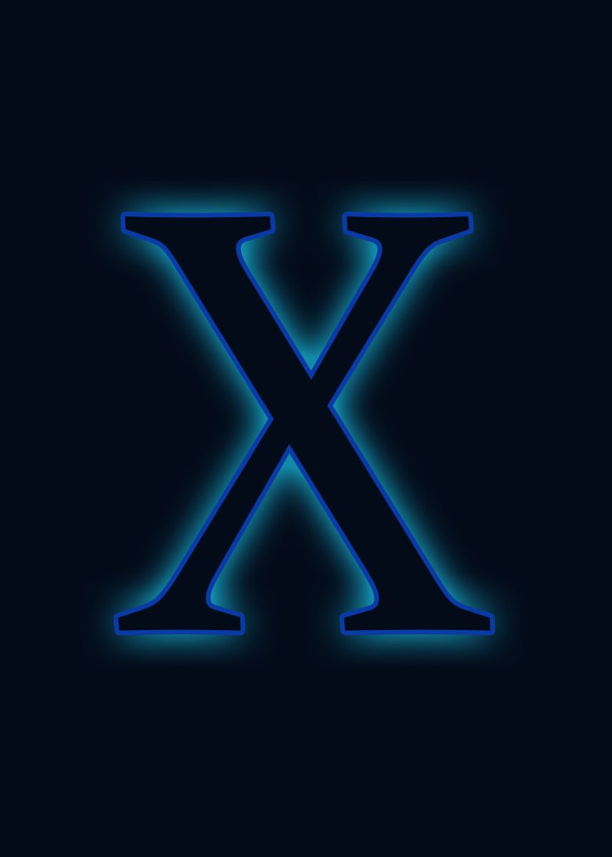 'letter x glow blue ' Poster, picture, metal print, paint by shiner ...