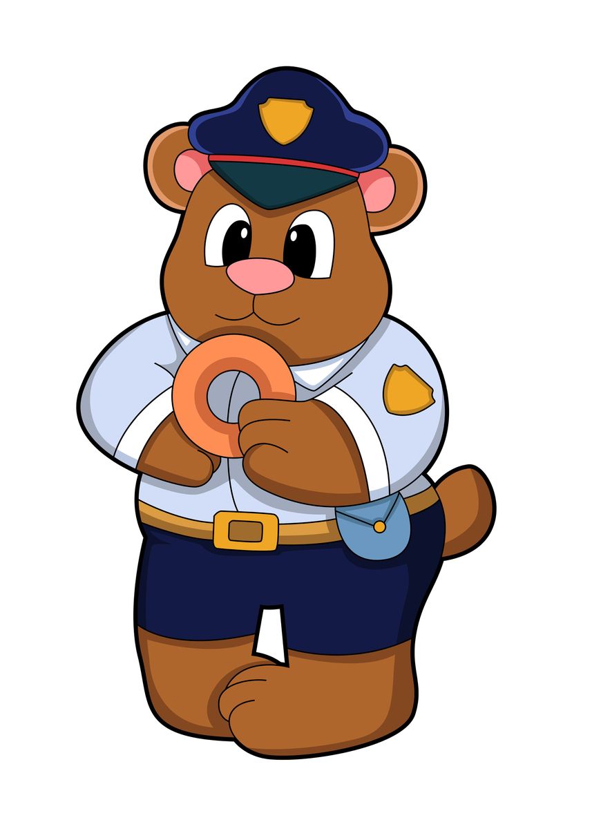 'Bear Police officer Police' Poster, picture, metal print, paint by ...