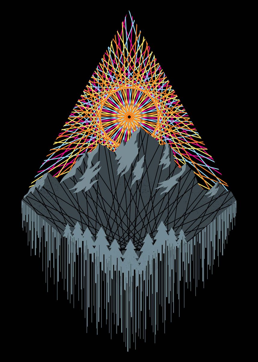 'A Wild Sunset Geometry ' Poster, picture, metal print, paint by jun ...