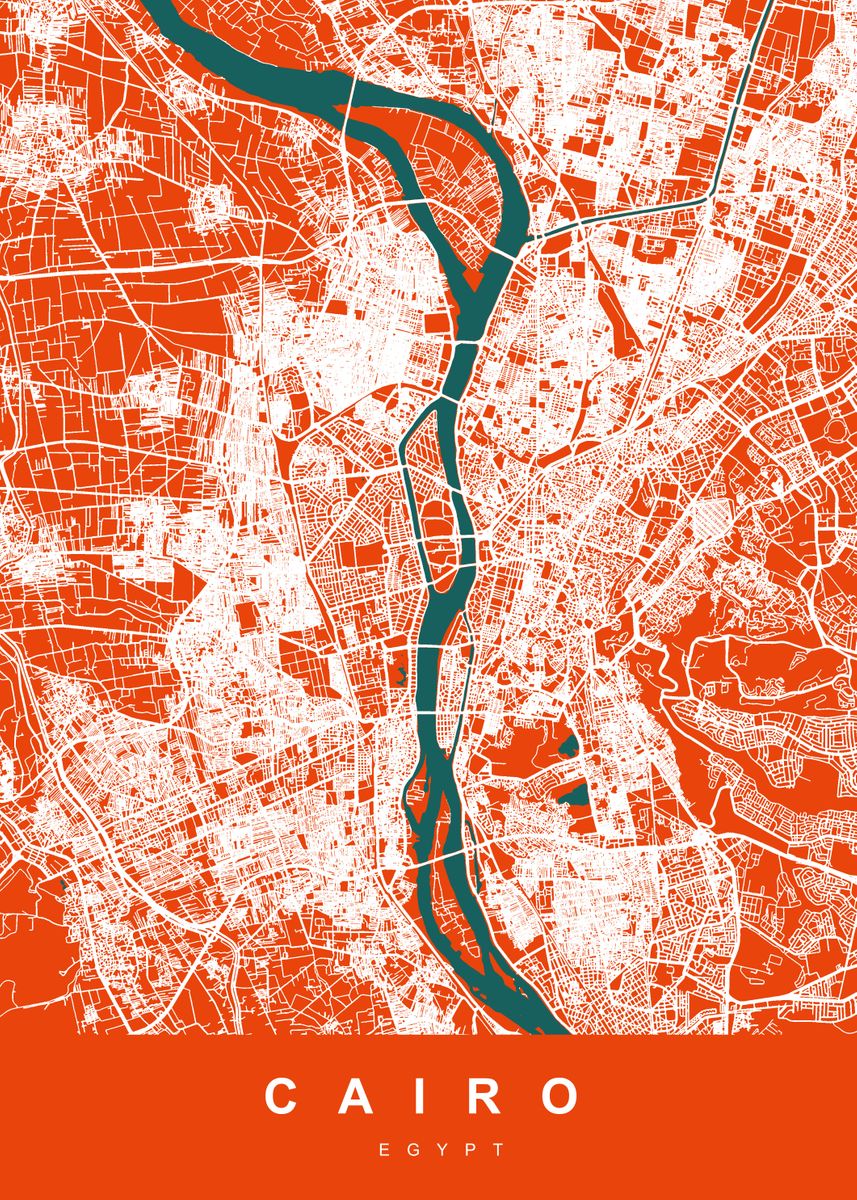 'Cairo City Map Egypt ' Poster by UrbanMaps | Displate