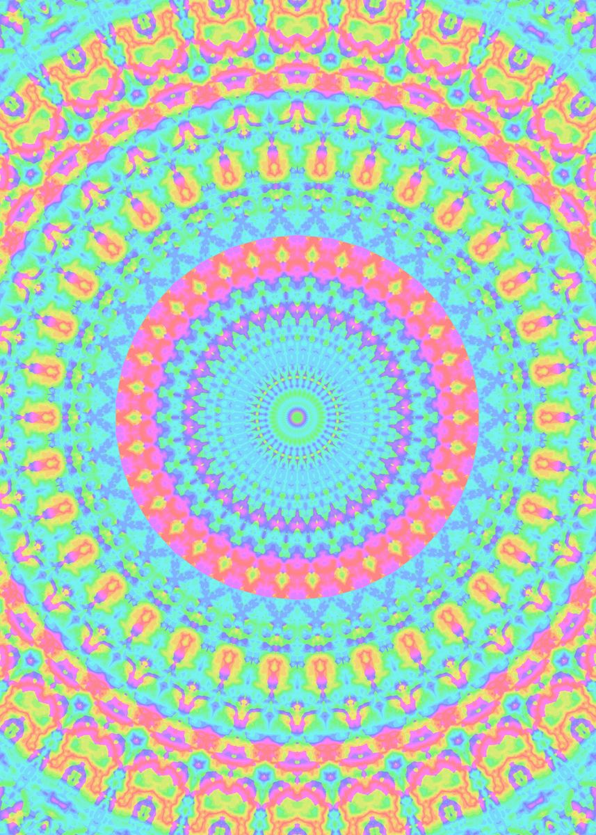 'Trippy Vivid Mandala' Poster, picture, metal print, paint by Kaleiope ...