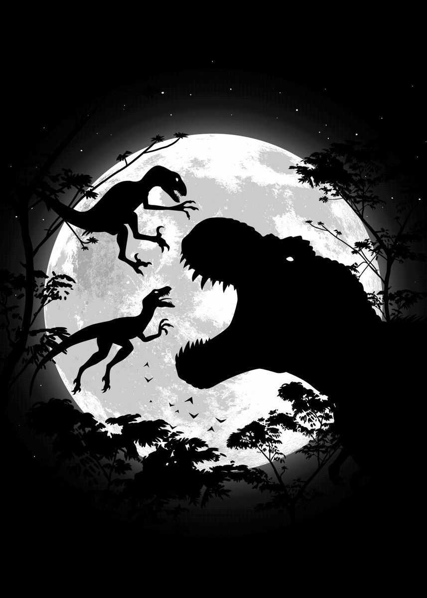 'Tyrannosaurus rex vs veloc' Poster, picture, metal print, paint by ...