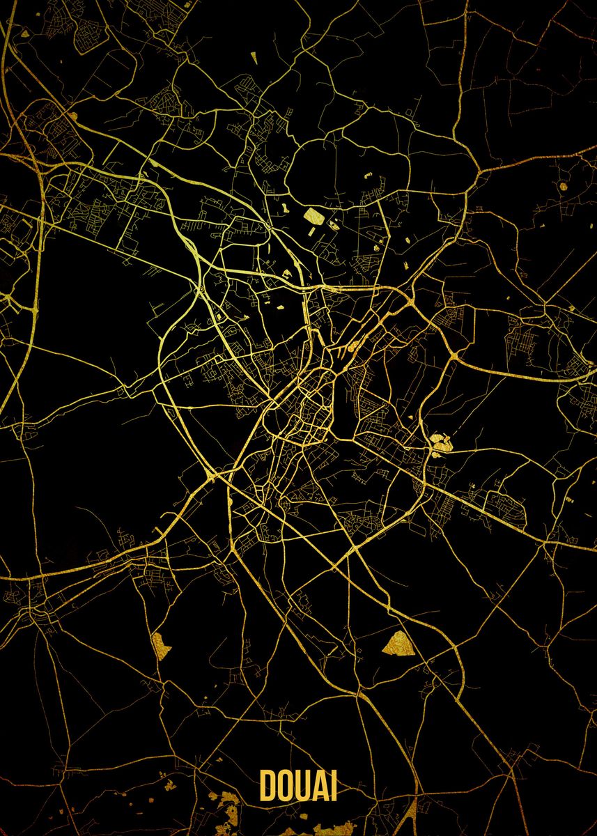 'Douai gold map' Poster by Stefano Lunghi | Displate