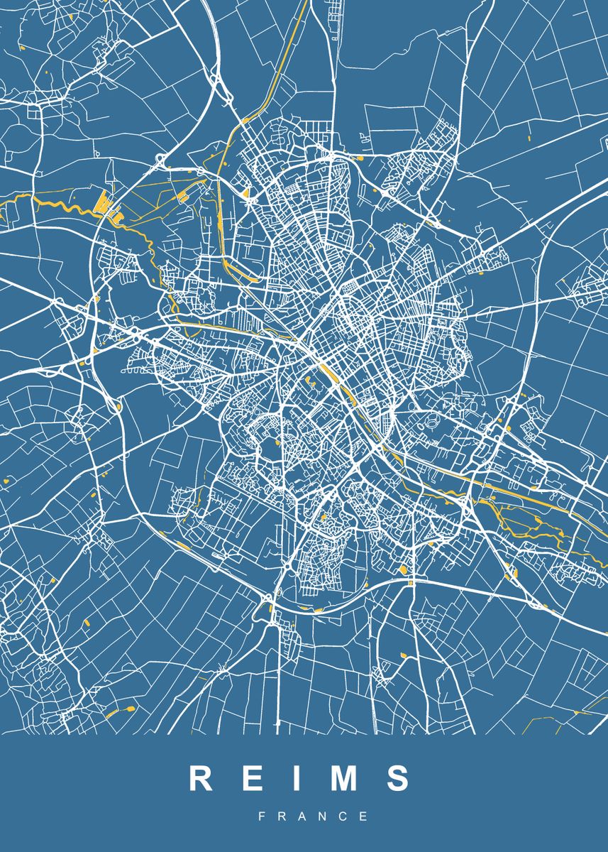 'REIMS City Map France' Poster by UrbanMaps | Displate