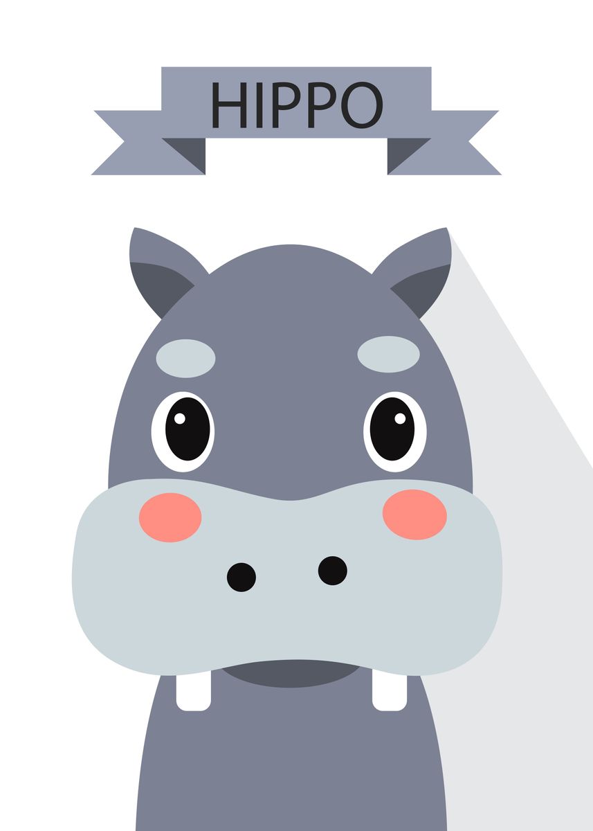 'Cute Hippo Portrait' Poster, picture, metal print, paint by vector ...
