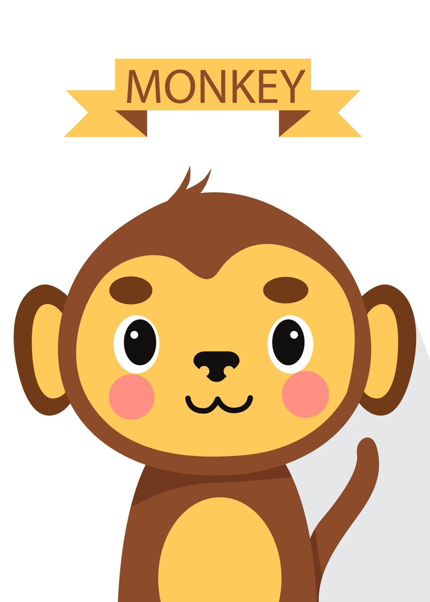 'Cute Monkey Poster' Poster, picture, metal print, paint by vector ...
