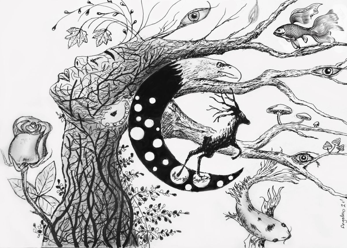 'Surreal Tree Woman' Poster by Angelino Tuksar | Displate