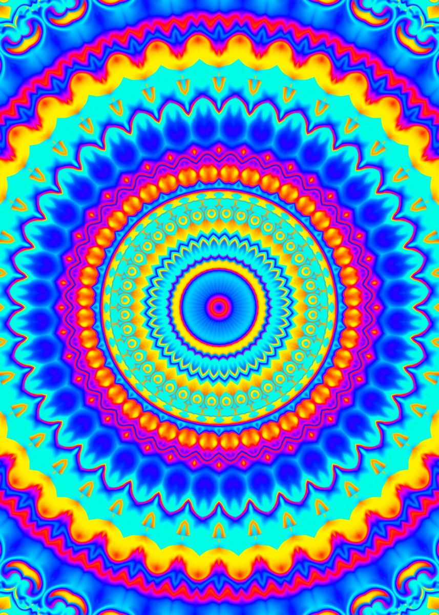 'Groovy Vivid Mandala' Poster, picture, metal print, paint by Kaleiope ...